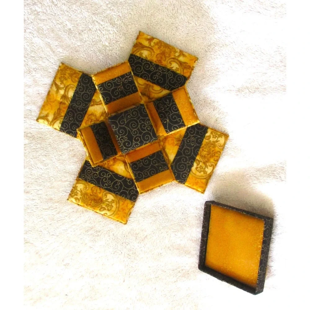 Handmade | Accents | Handmade Fabric Explosion Box Gold Damask Black ...